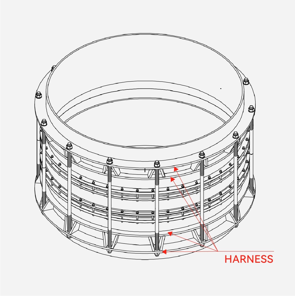 Restrained Flange Coupling Adapter with Harness